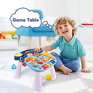 Baby Sit-to-Stand Walker with Wheels, Baby Entertainment Table Early Education Activity Center,Toddler Baby Push Walker for Boy and Girl 12 Months -3 Year Old