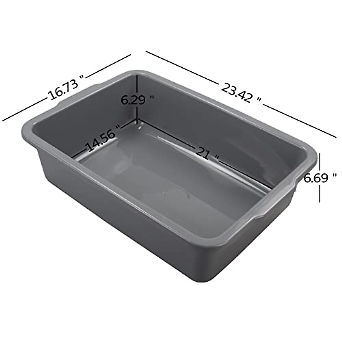 Fiazony Large Plastic Bus Boxes, Gray Commercial Plastic Tubs, 32 L, 4 ...