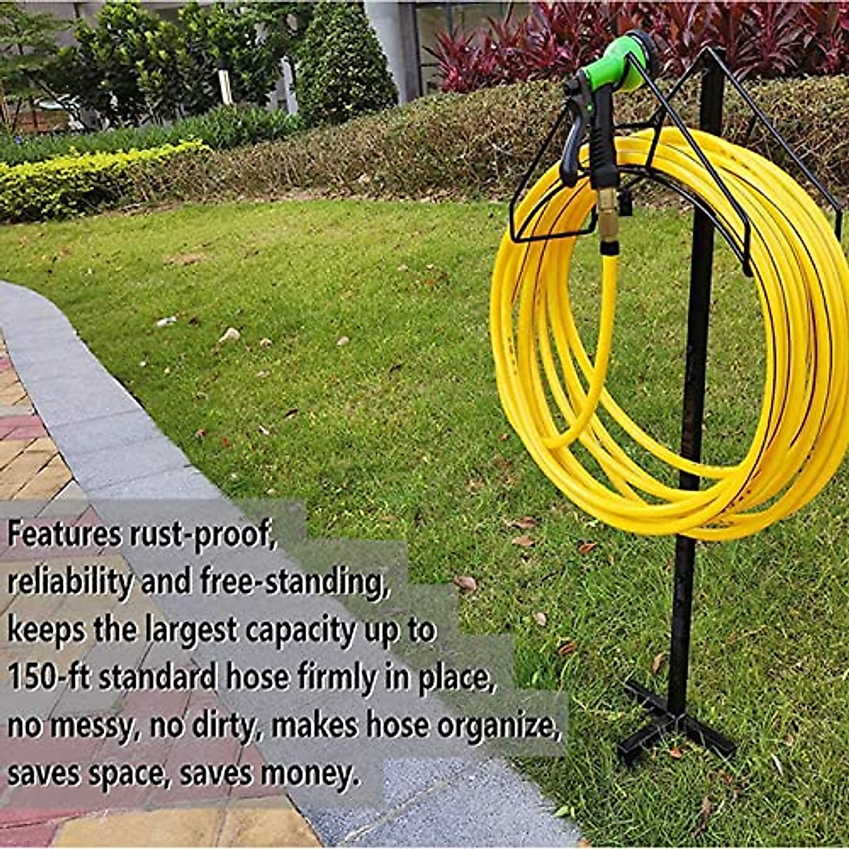 Garden Hose Metal Holder Hanger Watering Hose Support Wrought Iron Ground Plug in Water Pipe Storage Stand Rack