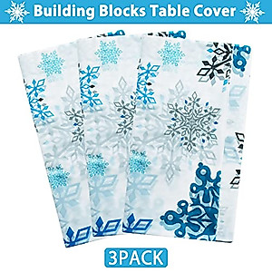 3Pcs Christmas Snowflake Tablecloth Table Cover Snowflakes Winter Plastic Tablecloth Winter Wonderland Decorations Scandinavian Snowflakes Table Cover for Christmas, Frozen Theme Party Supplies