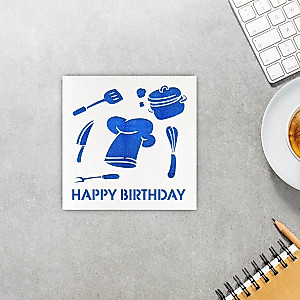 MAGJUCHE Blue Chef Happy Birthday Card, Glitter Laser Cut Cooking Greeting Card For Men, Father