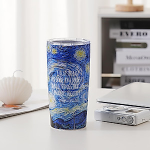 1st Heaven Coffee Tumbler, Van Gogh Art Tumbler, Spill-proof Insulated Coffee Mug with Lid, Inspirational Art Lover Gift for Outdoor, Office & Travel, 20oz (Starry Night)