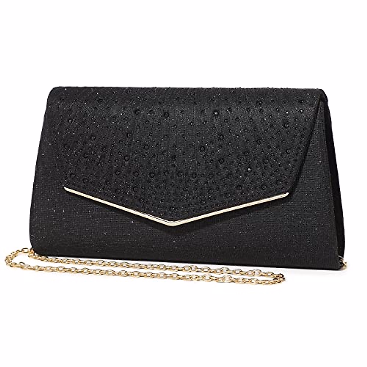 DETARA Women Evening Handbag Glitter Sequins Clutch Purses for Women Shiny Crossbody Bag Formal Wedding Party Prom Purse (Black 305B)