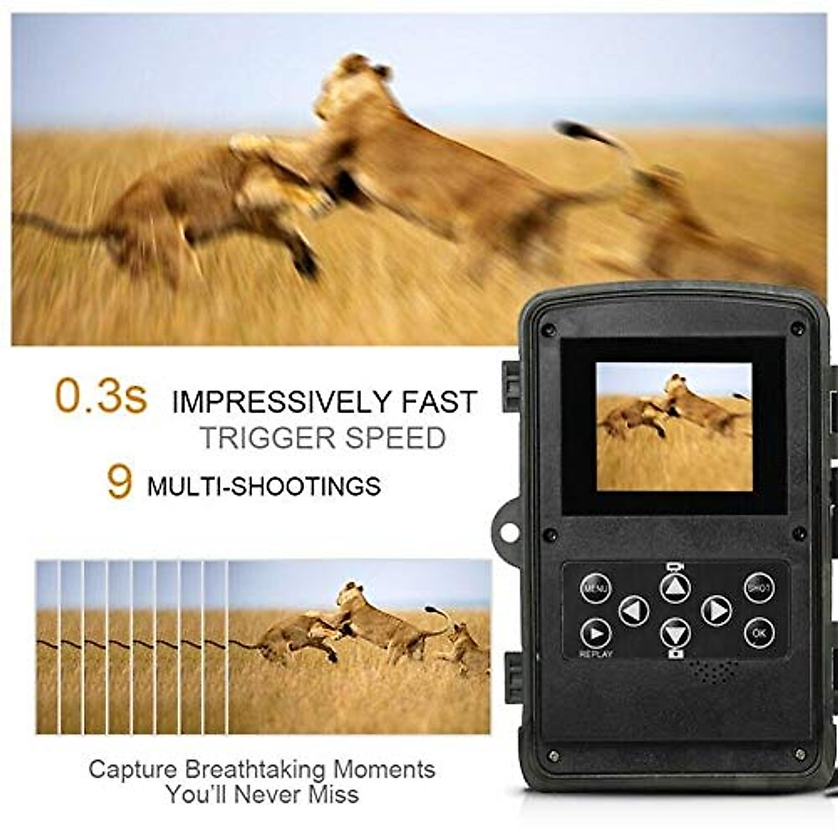 DUONIANHESJ HC801A Hunting Camera 16MP 32GB/64GB IP65 Photo Traps 0.3s Trigger Time 940nm Wild Camera 1080P Waterproof Trail Camera (Color : 1pc, Ships from : China)