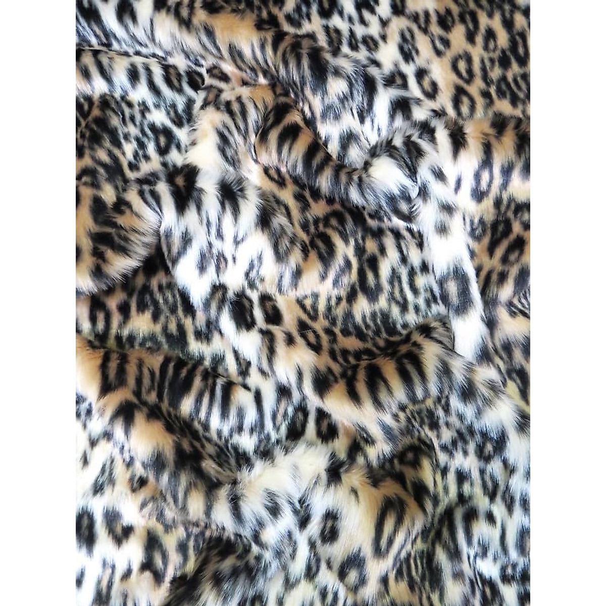 Faux Fake Fur Leopard Cheetah Animal Long Pile Fabric Sold by The Yard DIY Coats Costumes Scarfs Rugs Accessories Fashion (Snow Leopard Brown)