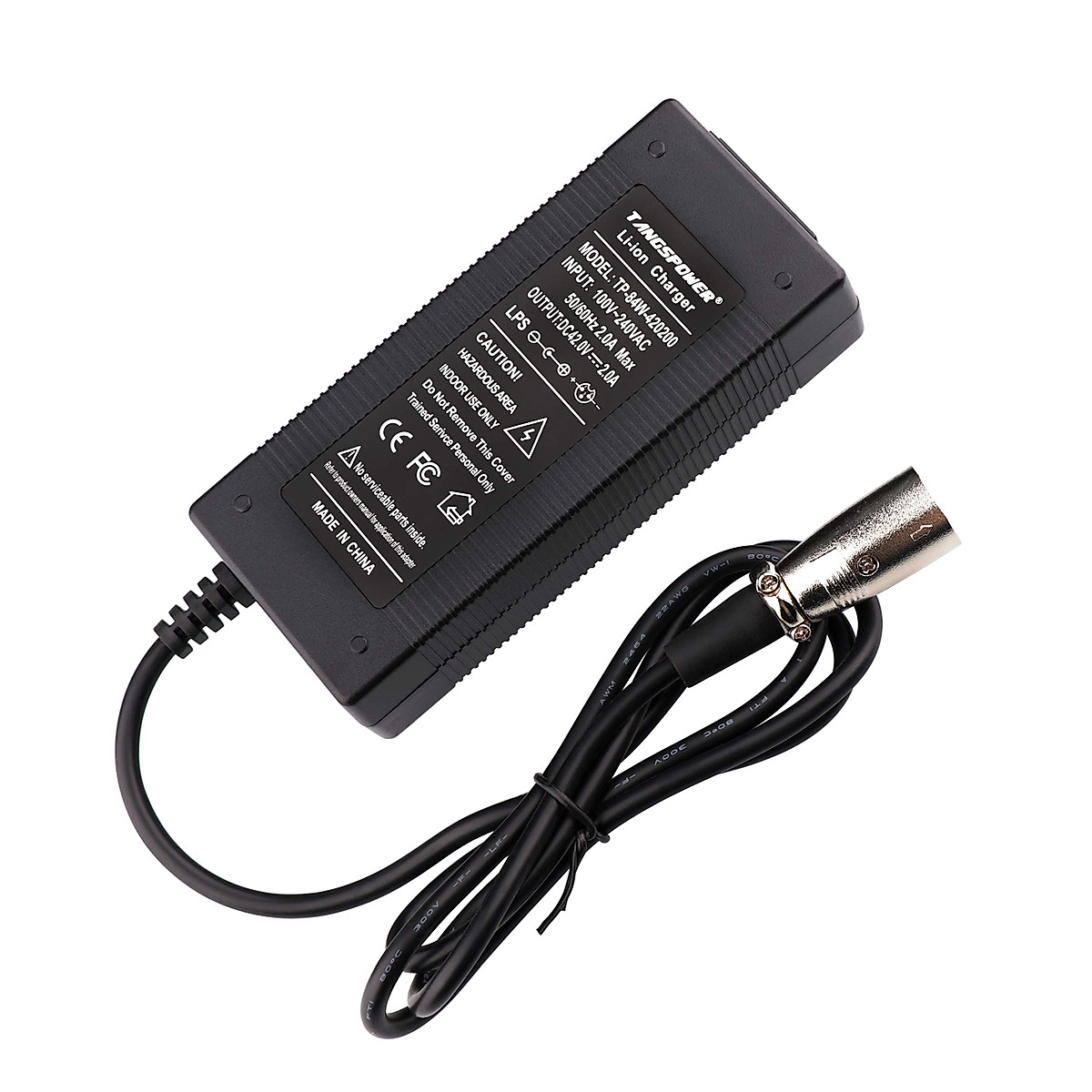 42V Charger for 36V Lithium Battery Output 2A Input 100-240 VAC 36V 10S Battery Pack (XLR 3-Pin)