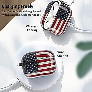 ROLEES for Airpods Pro 2nd Generation Case Cover,Cute Accessories Protective Hard Case Cover Portable & Shockproof Women Girls Men with Keychain/Strap for Airpods 2nd Charging Case(American Flag)