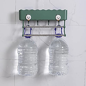 AOOF Bathroom Storage Bag Sticky Rack with Towel bar Wall-Mounted Floating Rack Corner Suction Head Shampoo Shower Rack [15.35 inches] White