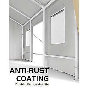 10'x20' Carport Windproof, Anti-High Wind Portable Garage, Reinforced Frames & 180 g PE Carport Canopy, with Front & Rear Doors, Shelter for Pickup, Boat, and Equipment, Khaki