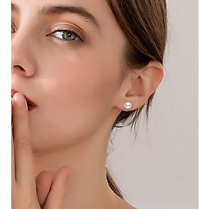 12 Pairs Pearl Stud Earrings, Hypoallergenic Surgical Steel Round Ball Beads Stud Earrings Set for Women Teen Girls（6mm 8mm 10mm 12mm）