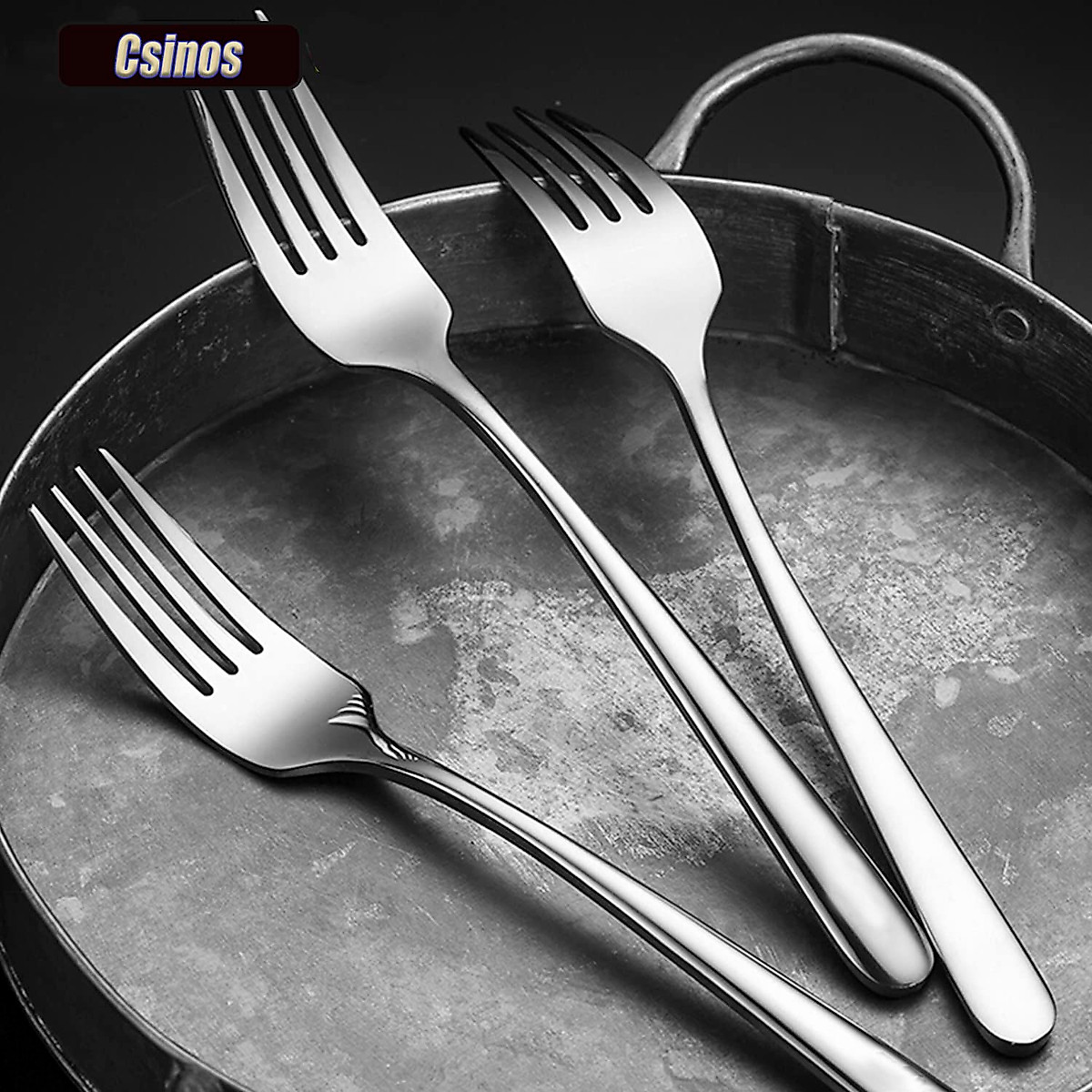 Csinos Dinner Forks Set,304 Stainless Steel Forks Table Flatware for Steak, Salad, Pasta, Set of 6