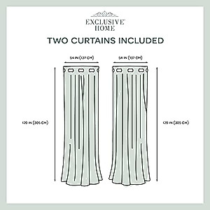 Exclusive Home Cabana Stripe Indoor/Outdoor Light Filtering Grommet Top Curtain Panel, 54"x108", Seafoam, Set of 2