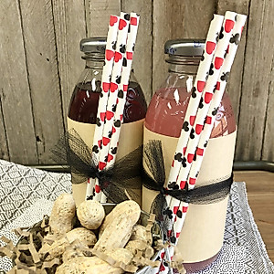 Casino Card Night Theme Paper Straws - Red Black White - 50 Pack