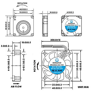 WINSINN Ender 3 Fan Blower 40mm 24V, for Upgrade Ender 3 v2 Pro 3X CR-10S, with Air Guide Parts, Dual Ball Bearing 2PIN 40x10mm 4010 Brushless Turbine Turbo
