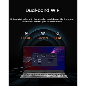 DERE Laptop with Fingerprint Unlock 15.6" Laptop Computer with Full-Size Backlit Keyboard Intel Celeron N5095 Processor 12GB DDR4+256GB SSD, 1920x1080 FHD Windows 10, 5G WiFi, USB 3.0 MBook M11 Silver