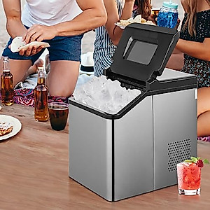 mollie Ice Machine Maker Countertop, 32 Ice Square Cubes Ready in 20 Mins, 33lbs/24 hrs, Self-Cleaning Ice Machine, 2 Size Ice Cubes for Kitchen Office Bar Party, 2.5L Water Tank