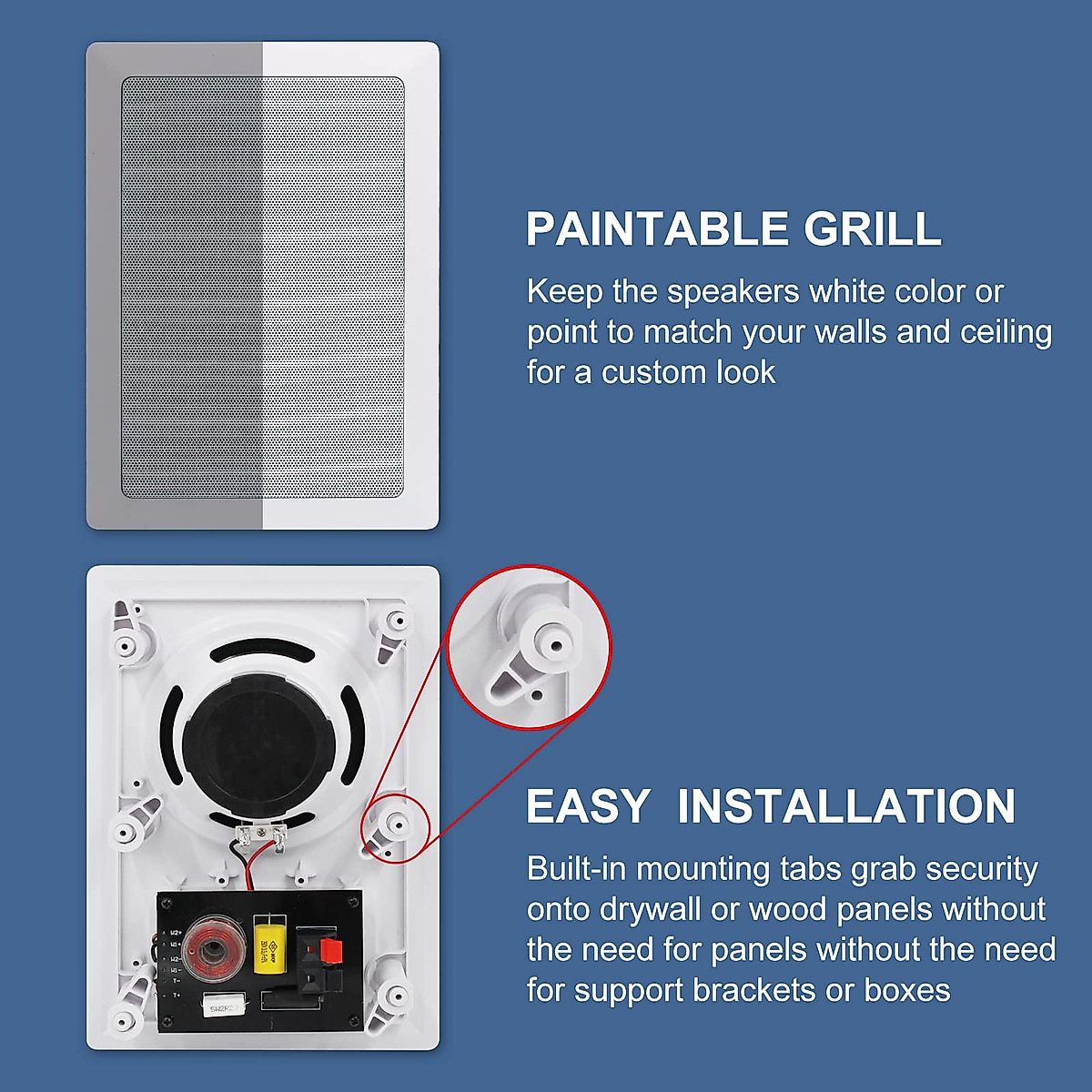 Herdio 5.25" 400 Watt Ceiling Bluetooth Speakers, 2-Way in-Wall Ceiling Speakers Perfect for Indoor/Outdoor Wall &Ceiling Mount (2 Pairs)