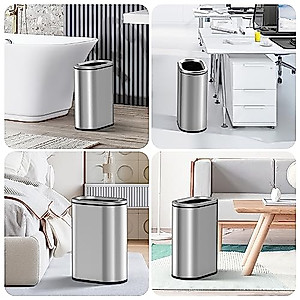 BETHEBEST 15 Liter/4 Gallon Brushed Trash Can with Wastebasket,Stainless Steel Trash Can for Bathroom,Bedroom,Office,Open-Top Garbage Can with 120Count Trash Bags
