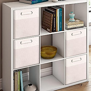 Fabric Cube Storage Boxes Foldable Storage Bins Silver Khaki and Beige Patchwork Storage Baskets Cube Storage Bins with Handle Cubes Inserts Storage for Home and Office Supplies 13x13x13 cube organizer bin 3 Pcs/Pack