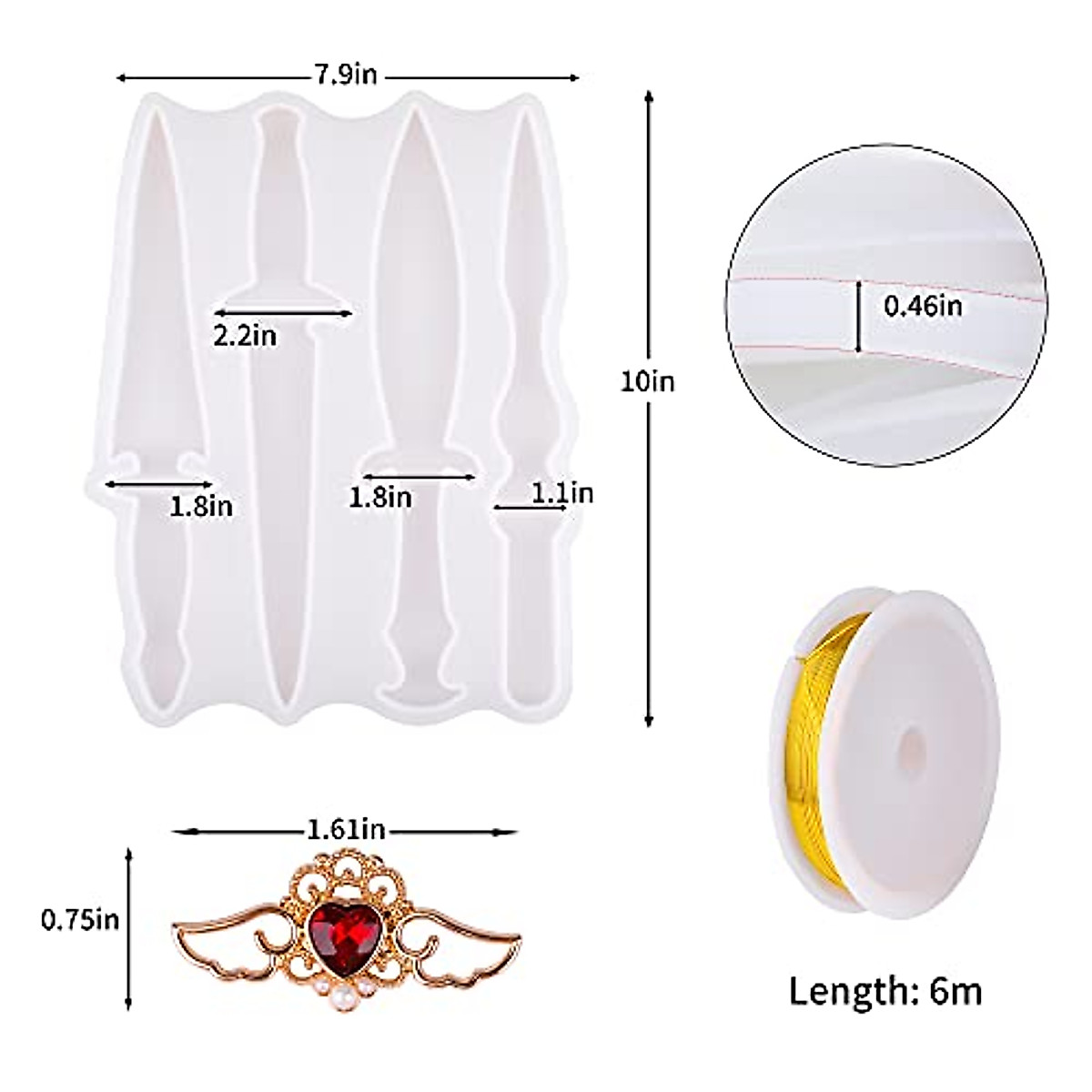 Dagger Resin Molds Silicone,Sword Silicone Molds with 4 Different Shapes,Casting Epoxy Resin Mold Kit for Keychain,Toy,Halloween Cosplay Art,Home Decoration,DIY Crafts Making