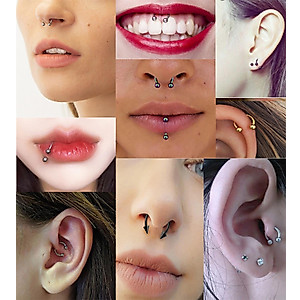16G Horseshoe Septum Nose Nostril Ring Hoop, 7 Pairs Circular Curved Barbell Externally Threaded, 14K Gold Plated Surgical Steel Small Body Piercing Jewelry Set for Lip Daith Tragus Helix Cartilage Rook Multiple Piercing Smiley ( Ball, 6MM - 14MM)