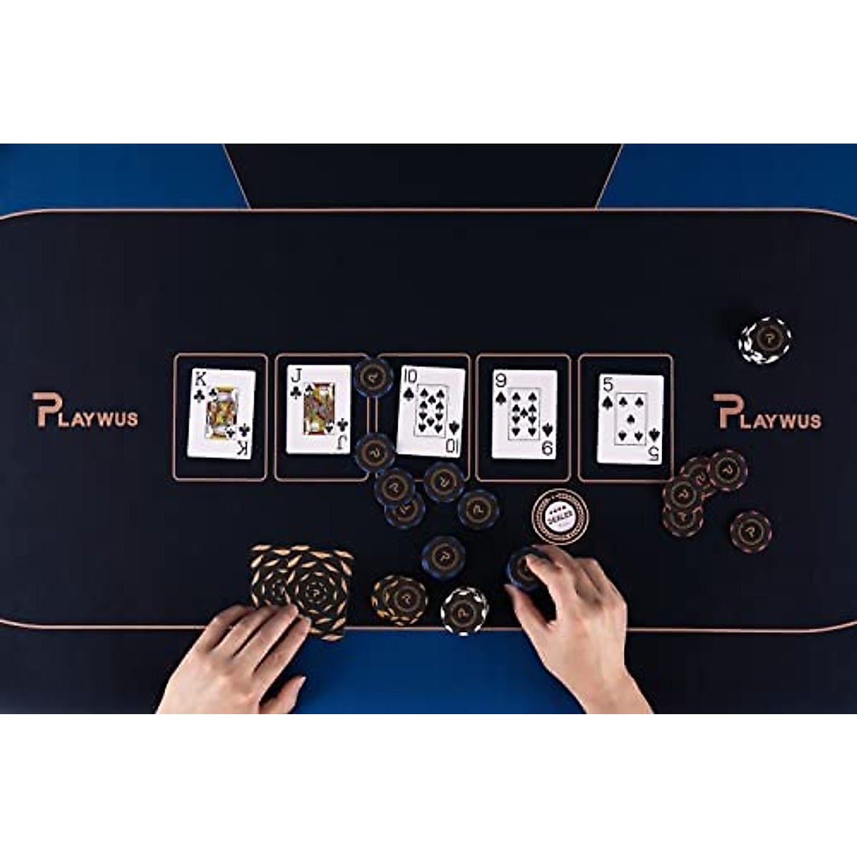 PLAYWUS Clay Poker Chips Set, Professional Poker Set with 300 Pcs 13 Gram Blank Chips, Cards, and Dice, Poker Set Aluminum Alloy Case for Texas Holdem, Blackjack Gambling