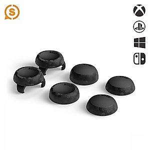 SCUF Control Thumbstick Grips - 6 Pack with 2 Bases - Tactic - Joystick Thumb Grips For Xbox One and Xbox Series X & S, PS4, PS5, Nintendo Switch Pro Controller - Black