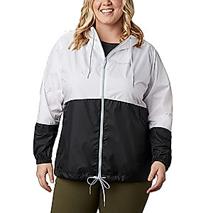 Columbia Women's Flash Forward Windbreaker, Water & Stain Resistant Outerwear, White/black, X-Large