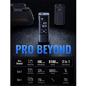 LISEN Tire Inflator Portable Air Compressor for Car Tires 2-IN-1 150PSI Cordless Car Tire Pump 8100mAh Battery & DC Cord 40L/min Fast Inflate Bike Pump Extra-large Screen For Car/Bike/Motorcycle/Ball