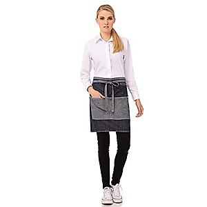 Chef Works Unisex Manhattan Half Bistro Apron, Indigo Blue, One Size