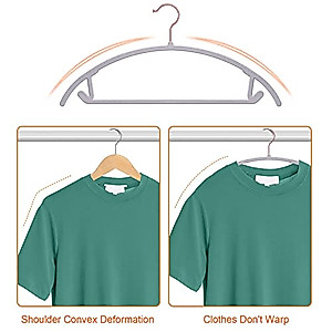 OIKA Hangers 50pack No Shoulder Bump Plastic Suit Hangers - Rose Gold Hooks,Non Slip Space Saving Clothes Hangers, Heavyduty,Rounded Hangers for Sweaters,Coat,Jackets,Pants,Shirts,Dresses Grey Hangers