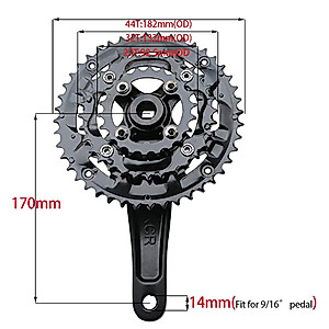 shanmashi Andeshunk Crankset Black Mountain MTB Bike Crankset Hollow Integrated Chainring Crank Set Bicycle Chainring Sprocket Round Bolts for Road Cycling Crank