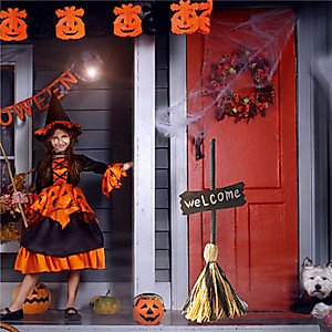 SKINFORD Halloween Witch Broom Fairy Voice Control Interactive Witch Broom with Walking Funny Electric Witch Broomstick for Halloween Decorations Supplies, Black, F5TEND91800445BRD0