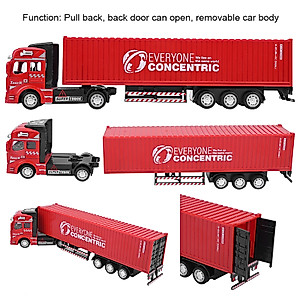Container Truck Model, 1: 48 Alloy Toy Highly Simulation Children Car Toys Vehicle(Red)
