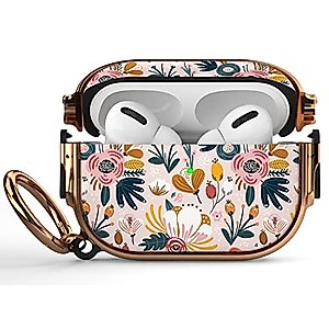 Maxjoy for Airpods Pro 2nd Generation/1st Generation Case with Lock, Flower AirPod Pro 2 Case Lock Protective Hard iPod Pro 2 Case for Women Men with Keychain for Airpods Pro (2023/2022/2019)