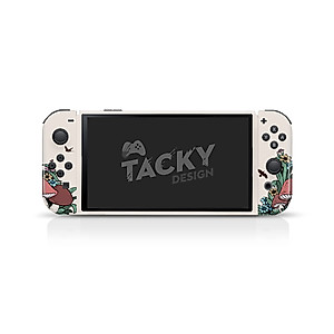 Tacky Design Mushroom Skin Compatible with Nintendo Switch OLED Skin Wrap Cover, Kawaii Beige Skin for Nintendo Switch OLED Stickers, Premium Vinyl 3M Full Wrap Decal