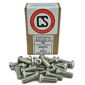 Stainless 1/4-20 x 3/4" (1/2" to 3" Available) Socket Button Head Cap Screws, Full Thread, Hex Drive, Stainless Steel 18-8, Coarse Thread (1/4-20 x 3/4)