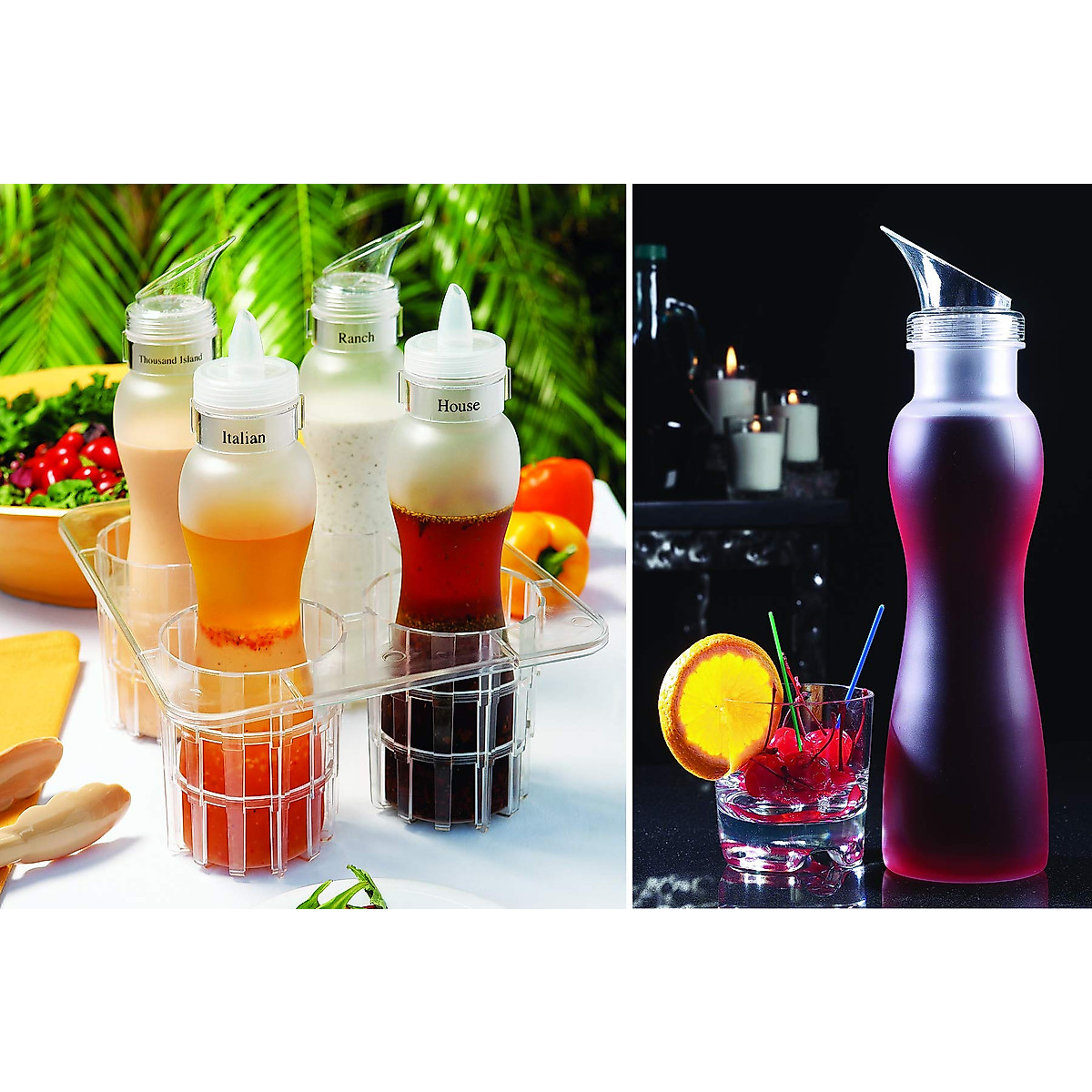 G.E.T. Enterprises Clear Rack with 4 Slots for Salad Dressing Bottles, Break Resistant Dishwasher Safe Polycarbonate Salad Dressing Bottles Collection SDB-32-PC-RACK (Pack of 1)