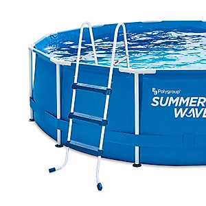 Summer Waves 42 Inch SureStep 3 Step Heavy Duty Steel Outdoor Above Ground Swimming Pool Ladder