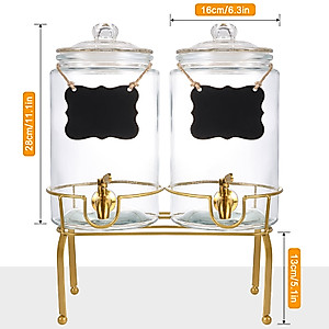 Drink Dispensers for Parties,2 Pack 1 Gallon Beverage Dispenser with Stand,Drink Dispenser With Glass Lid and Stainless Steel Spigot Leak-proof, Ideal for Lemonade,Juice, Tea, and Party Drinks