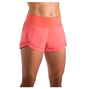 Women's Lightweight Running Shorts with Mesh Linner 3" WOD Workout Athletic Shorts for Women with Phone Pocket Coral Red