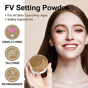 Translucent Setting Powder, FV Loose Powder for Oil Control, Shimmer Finishing Powder, Matte Finish Baking Powder Makeup, Lightweight, Talc Free Face Powder for All Skin Types, 10g, Shimmer Sheer
