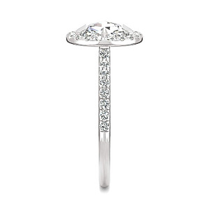 Charles & Colvard 14K White Gold Moissanite 7mm Duet Rose Halo Ring-size 5.5 1.56cttw DEW