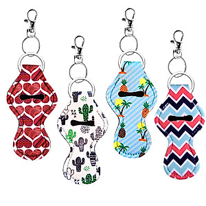 Duufin 20 Pieces Chapstick Holder Keychains Bulk Lipstick Holder Keychains Chapstick Keyring Holder with 20 Pieces Metal Clip Cords Suitable for Chapstick Tracker and Safeguard, 20 Vibrant Colors