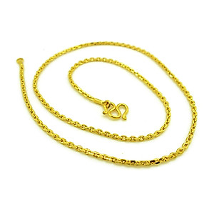 arrawana77 24k Thai Yellow Gold Plated Thin Chain Necklaces 18 inch Long Mini Cross Chain 2 mm Fashion Jewelry