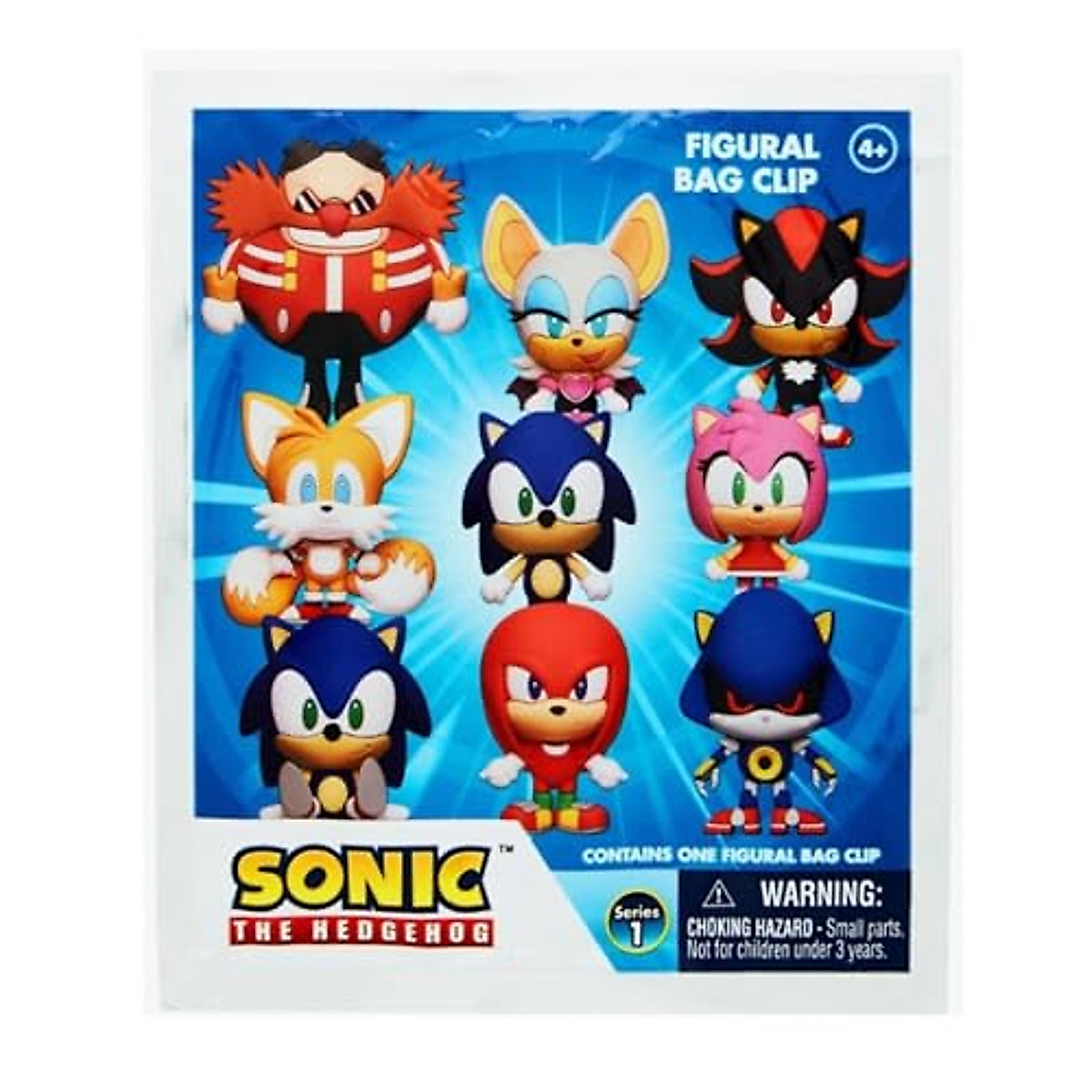 Monogram Sonic the Hedgehog - 3D Foam Figural Bag Clip in Blind Bag - Keychain - Sonic Tails, Knuckles, Amy and More..., Multicolor, 2.5"