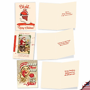 The Best Card Company Variety Pack of 10 Christmas Greeting Cards with Envelopes, Humor Holiday Assortment for Men and Women (10 Designs, 1 Each) Very Merry O+D AC6712XSG-B1x10