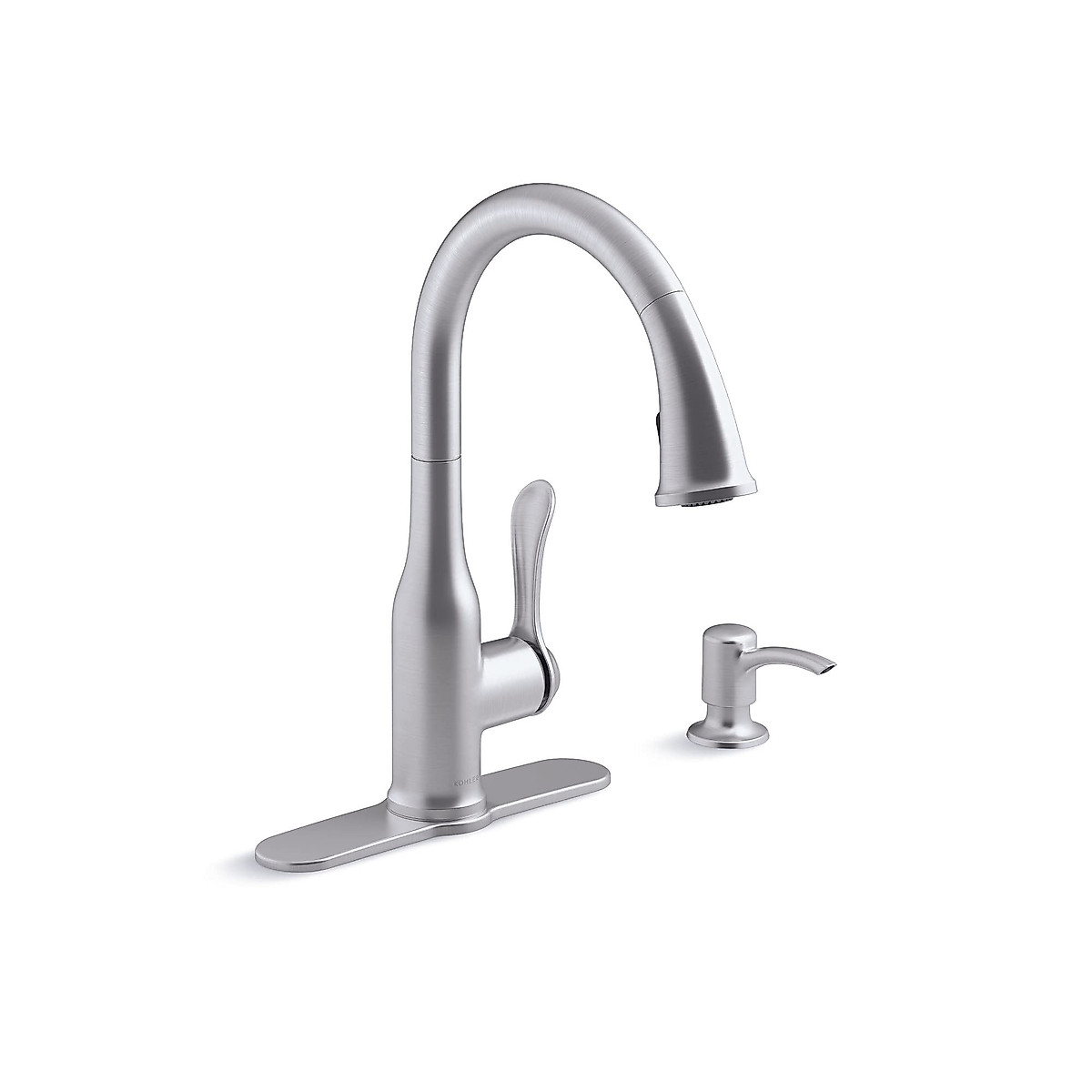 Kohler R23863-SD-VS Motif Kitchen Faucet with Pull Down Sprayer and Soap Dispenser, Vibrant Stainless
