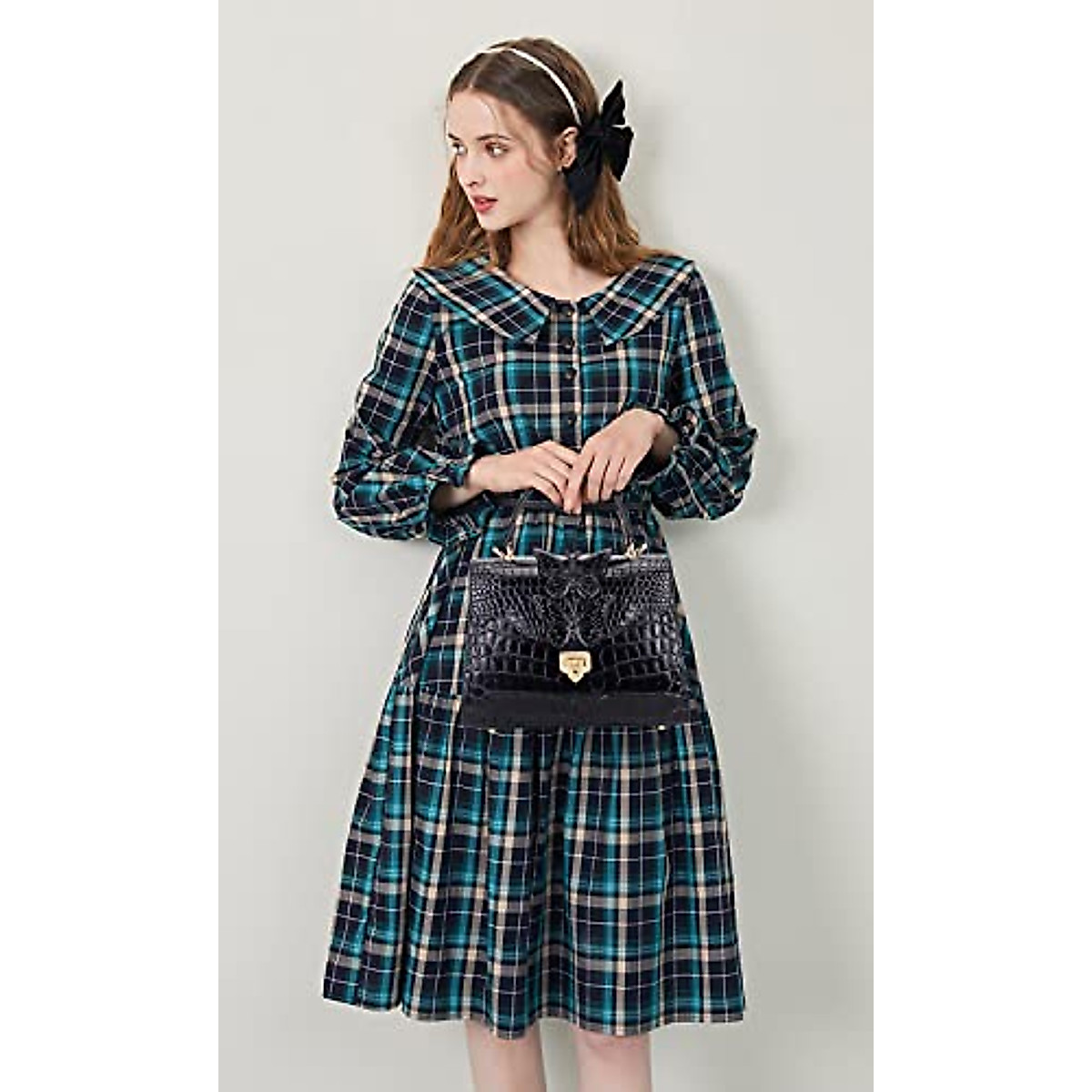 PIJUSHI Designer Handbags for Women Crocodile Leather Crossbody Satchel Bag with Butterfly(66297 Black)