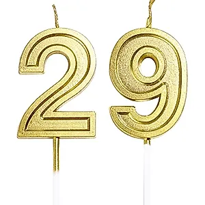 29th Birthday Candles Cake Numeral Candles Happy Birthday Cake Candles Topper Decoration for Birthday Wedding Anniversary Celebration Supplies (Gold)